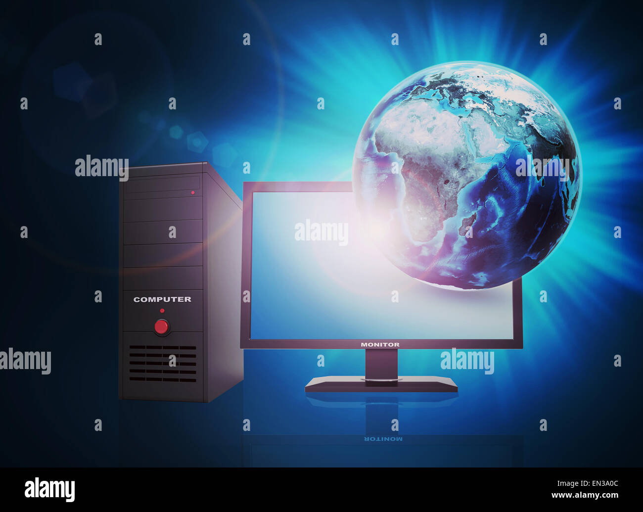 Earth on abstract background with computer Stock Photo - Alamy