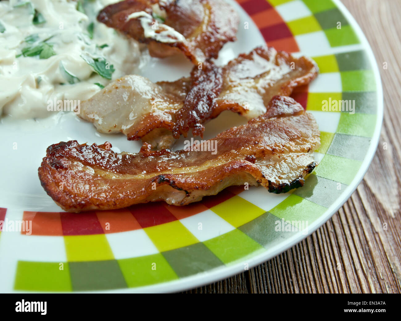 Stegt flaesk - dish of fried bacon from Denmark that is generally ...