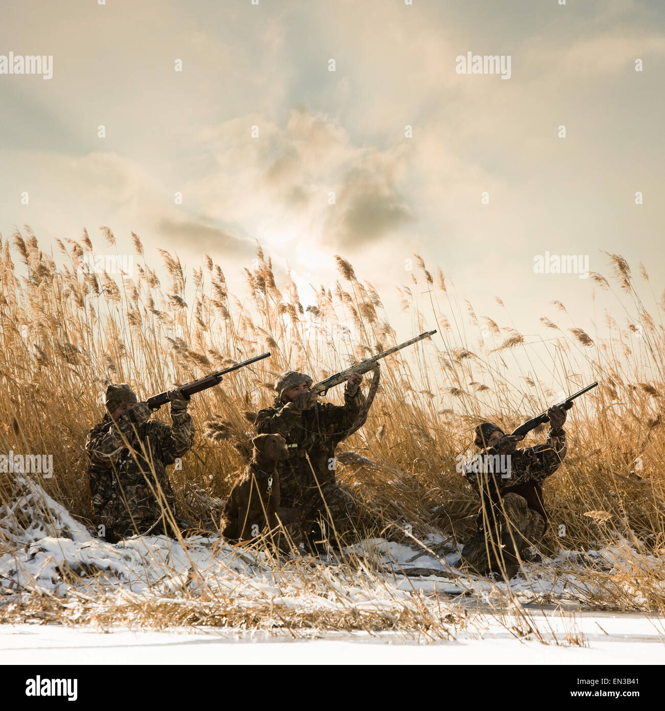 men duck hunting Stock Photo - Alamy