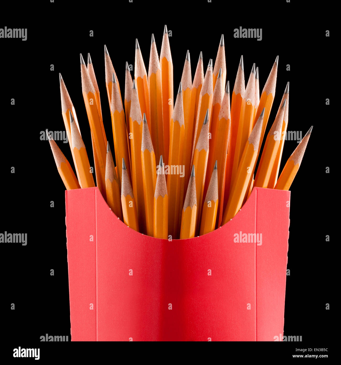 pencils in a french fry container Stock Photo - Alamy