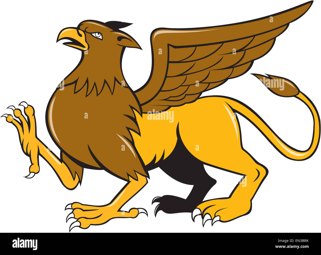 Illustration of a griffin, griffon, or gryphon marching prancing viewed ...