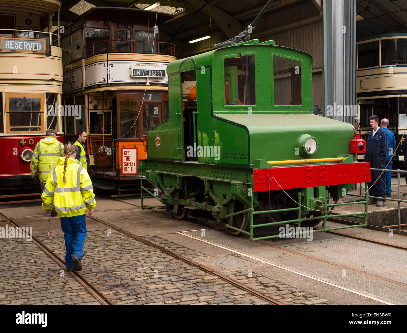 a tram towing vehicle at The National Tramway Museum,Crich,Derbyshire ...