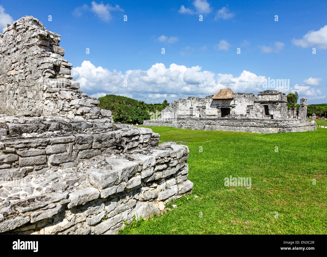 Tulum, ruins the site of a Maya Mayan ancient civilization walled city ...