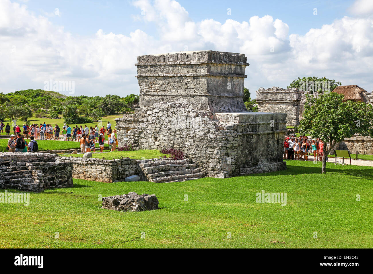 Tulum, ruins the site of a Maya Mayan ancient civilization walled city ...