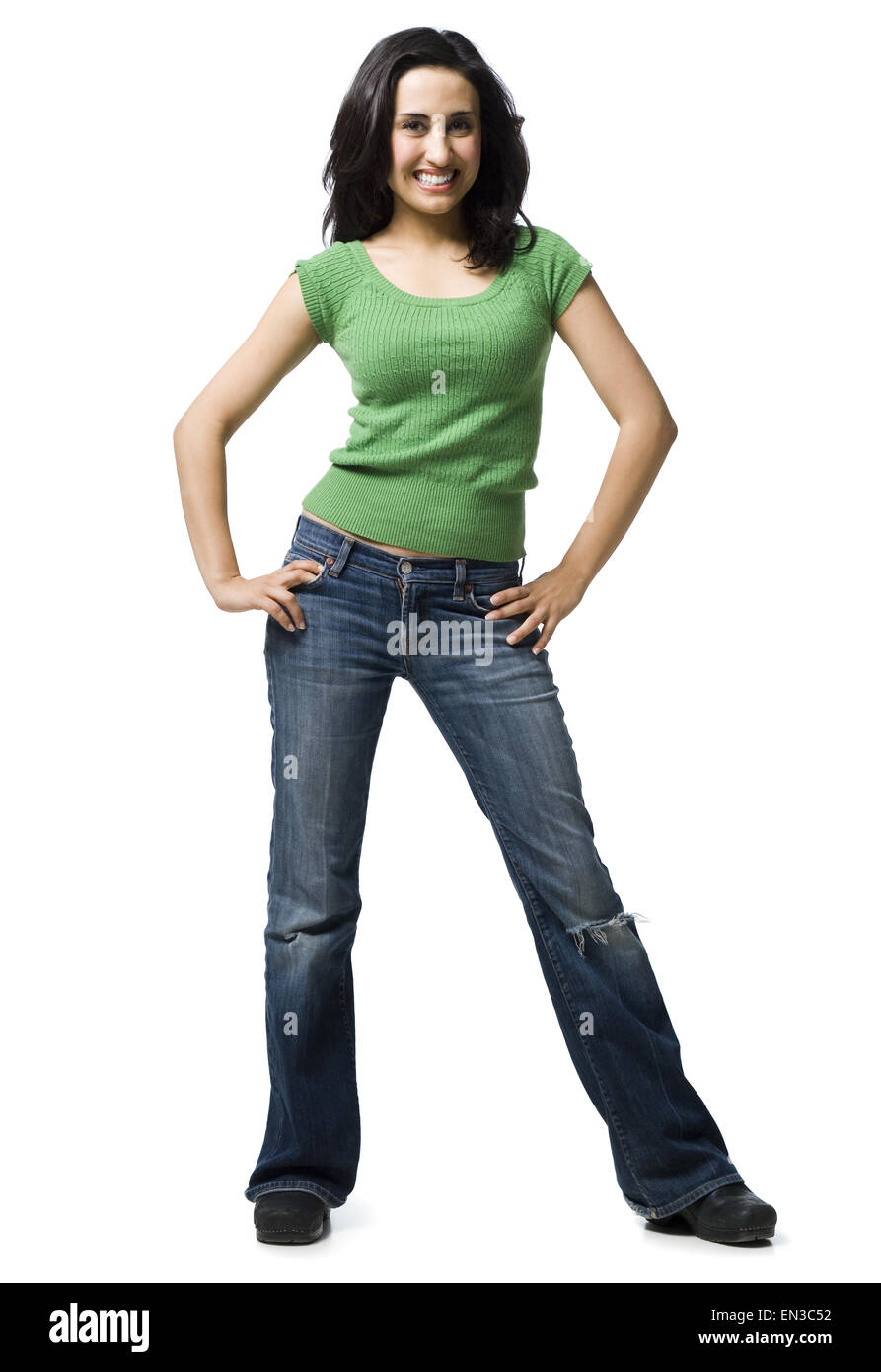 Silhouette portrait young woman standing Cut Out Stock Images ...