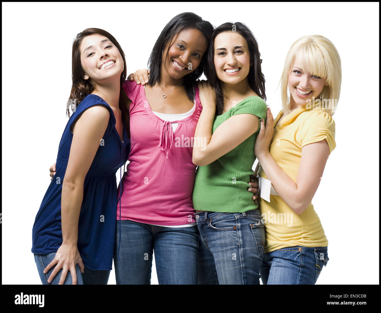 Four women hugging and smiling Stock Photo - Alamy