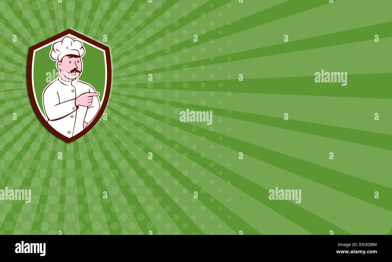 Business card showing illustration of a chef cook baker with mustache ...