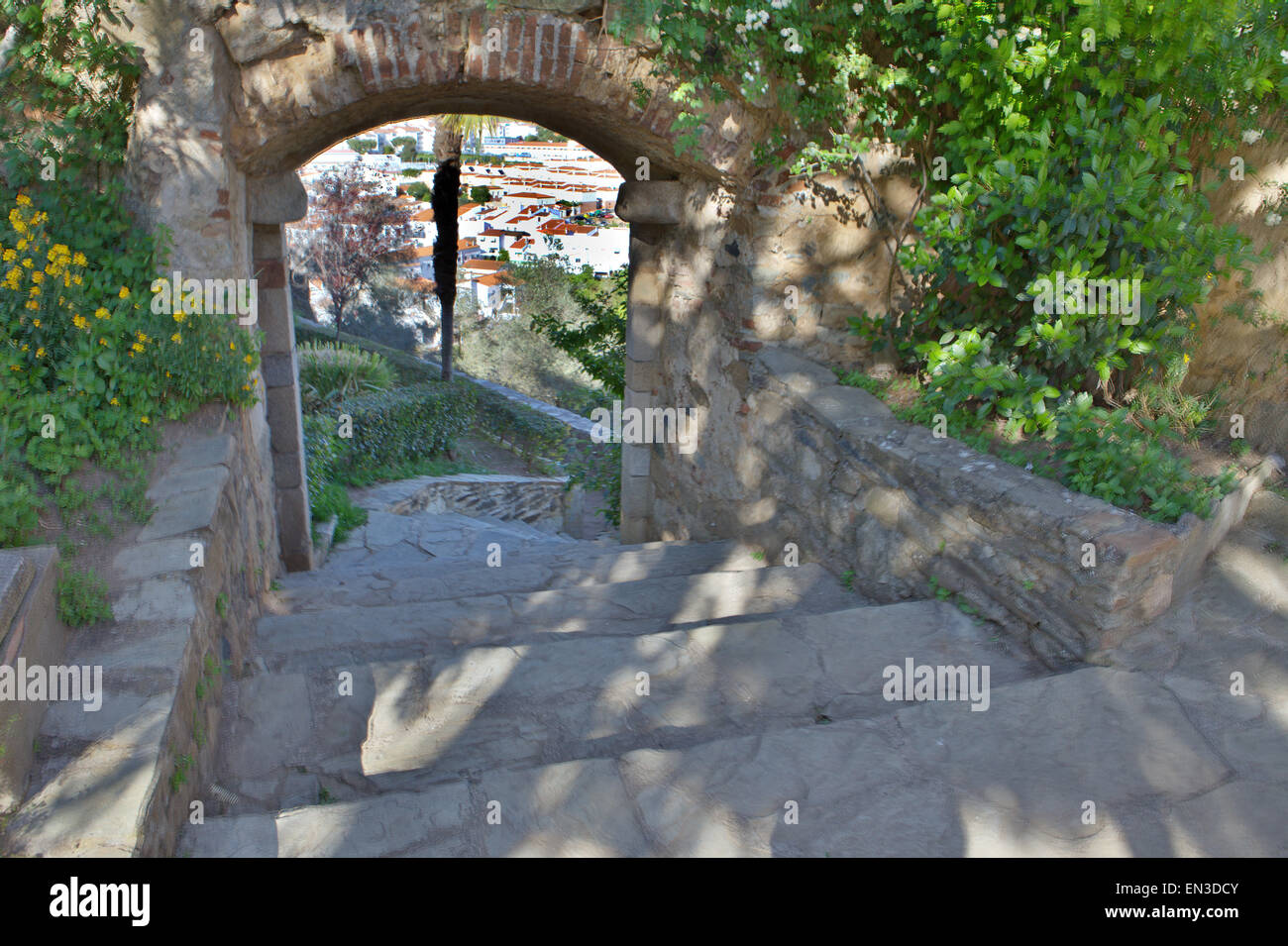Templar stronghold at Jerez de los Caballeros, Spain. Detail of gate ...