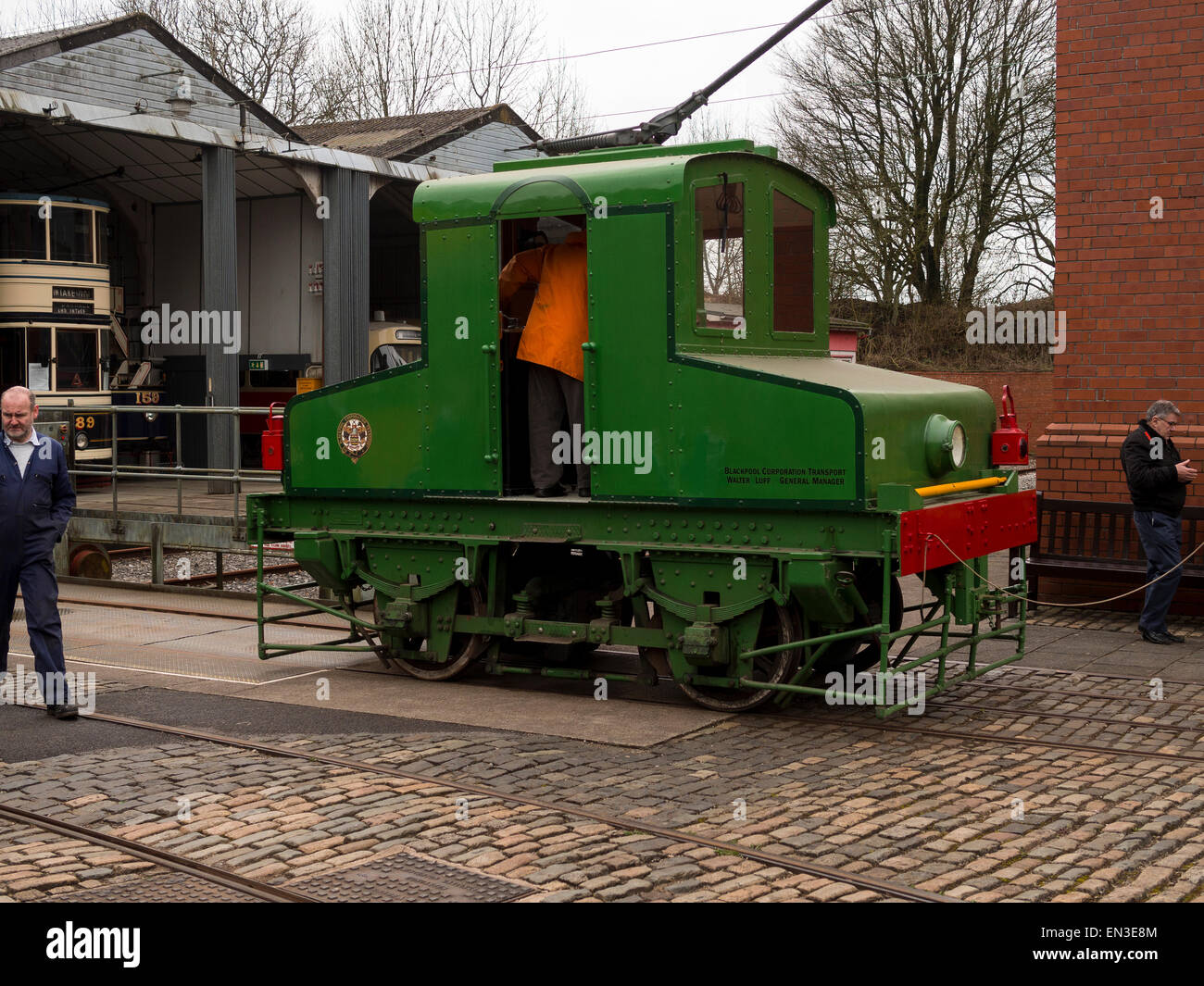 a tram towing vehicle at The National Tramway Museum,Crich,Derbyshire ...