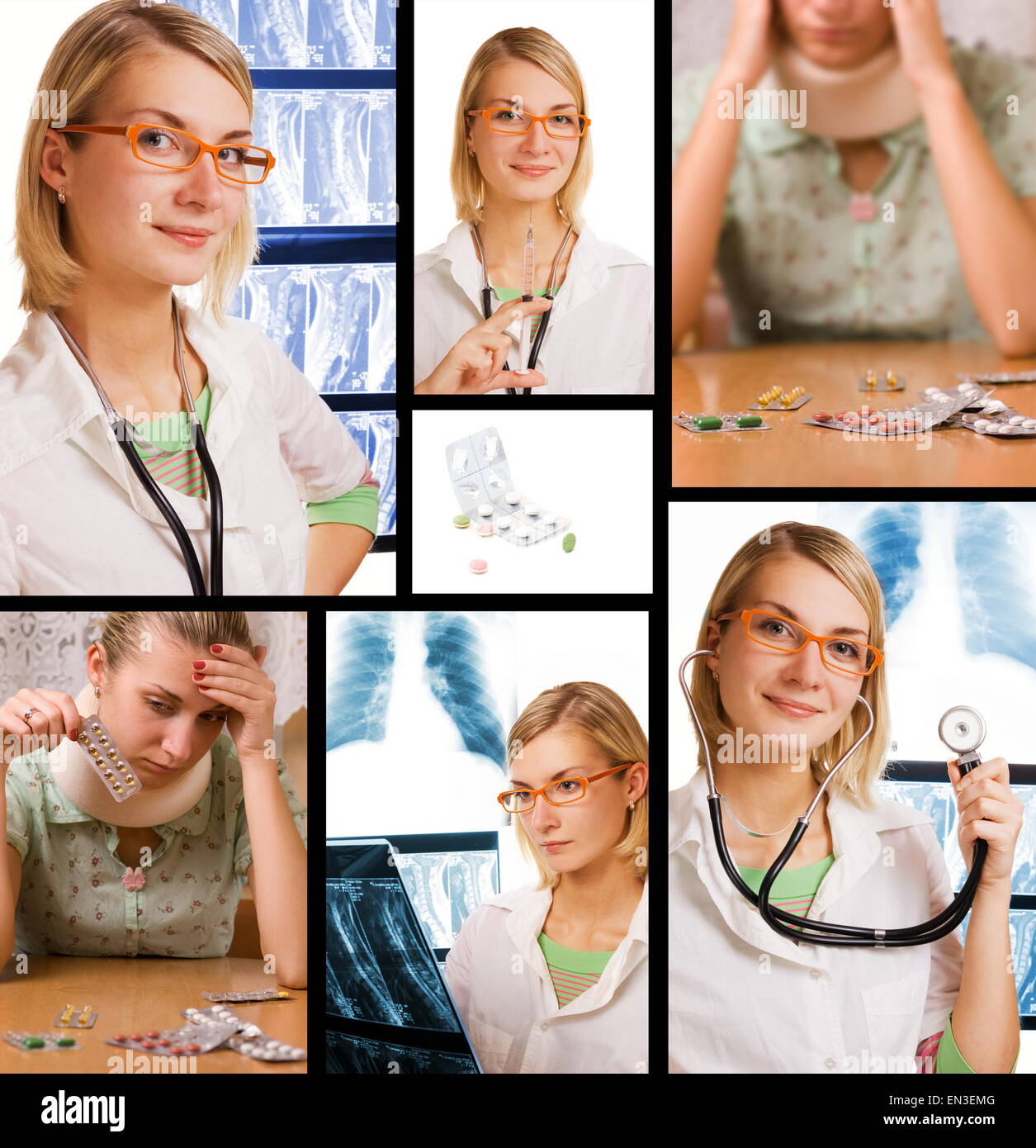 Set of pictures illustrating healthcare and medicine Stock Photo - Alamy
