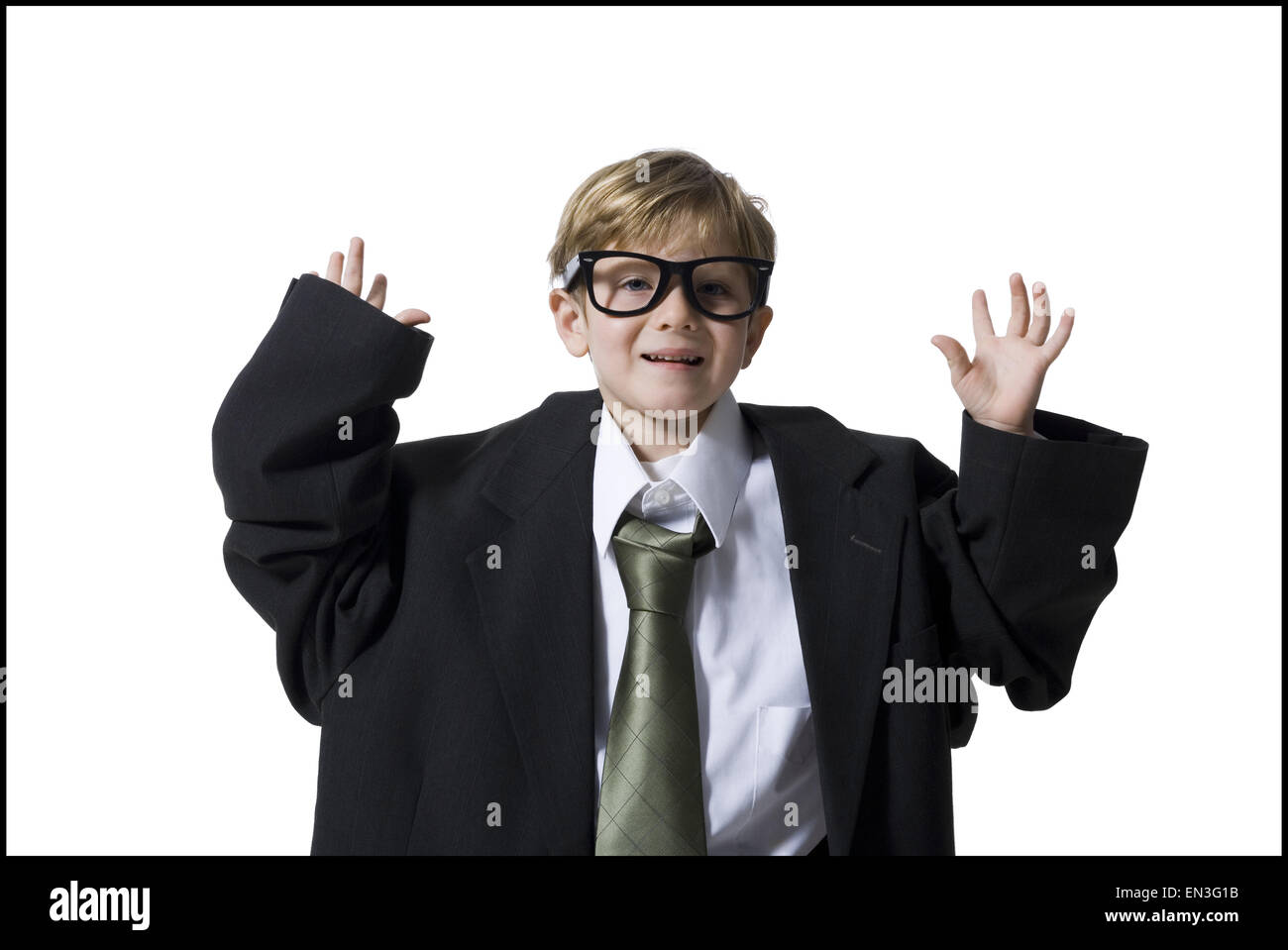 Little boy dressed as business executive Stock Photo - Alamy