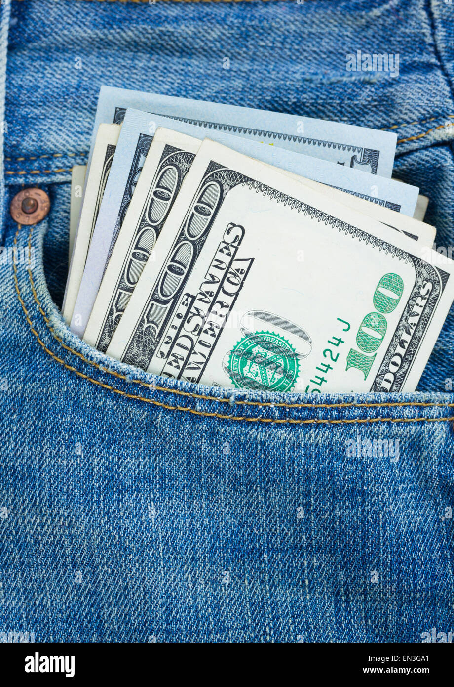 dollar money in pocket Stock Photo - Alamy