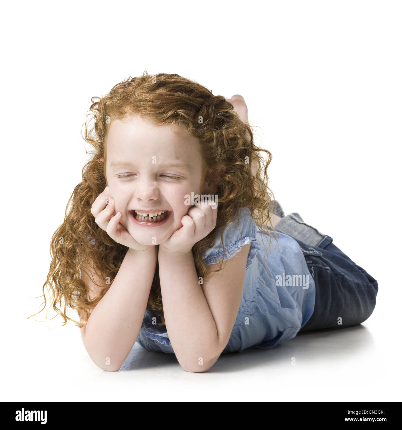 girl in a blue shirt Stock Photo - Alamy