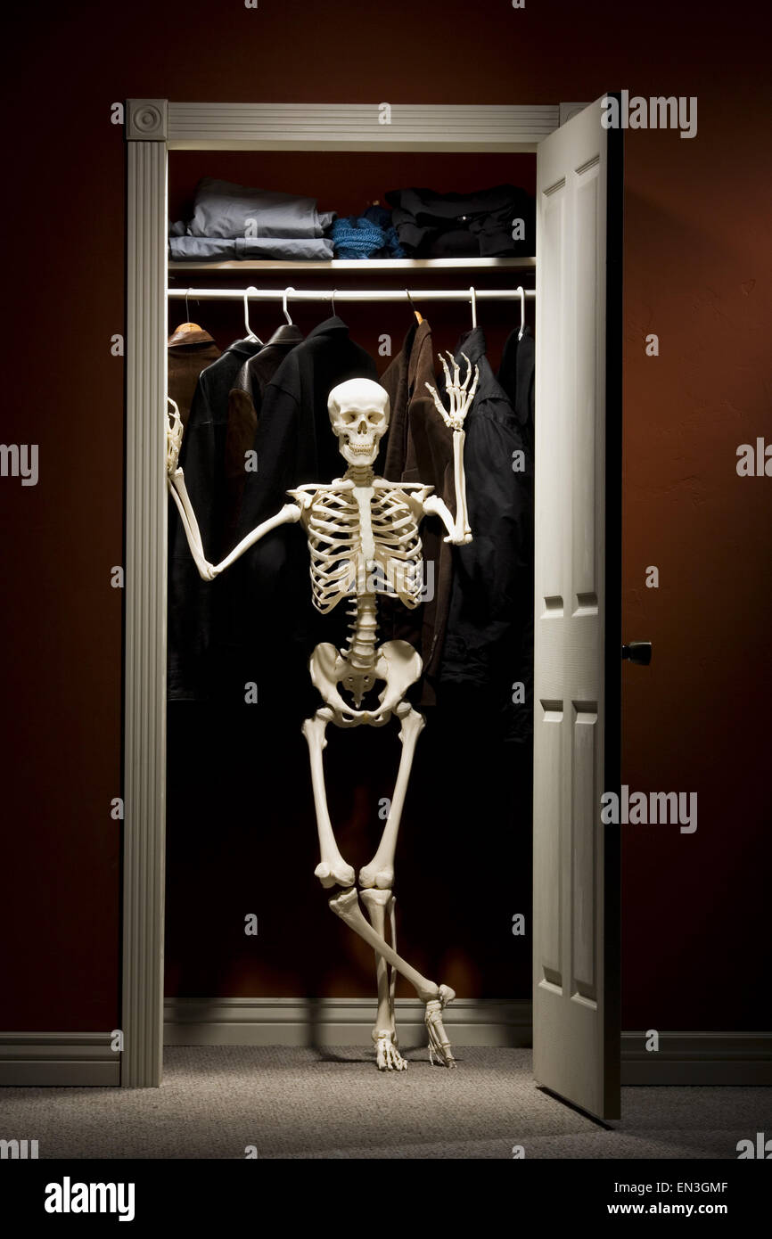 Skeleton standing in closet hi-res stock photography and images - Alamy