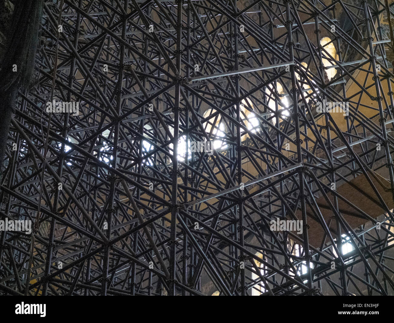 Scaffold inside Hagia Spphia, Istanbul, Turkey Stock Photo - Alamy