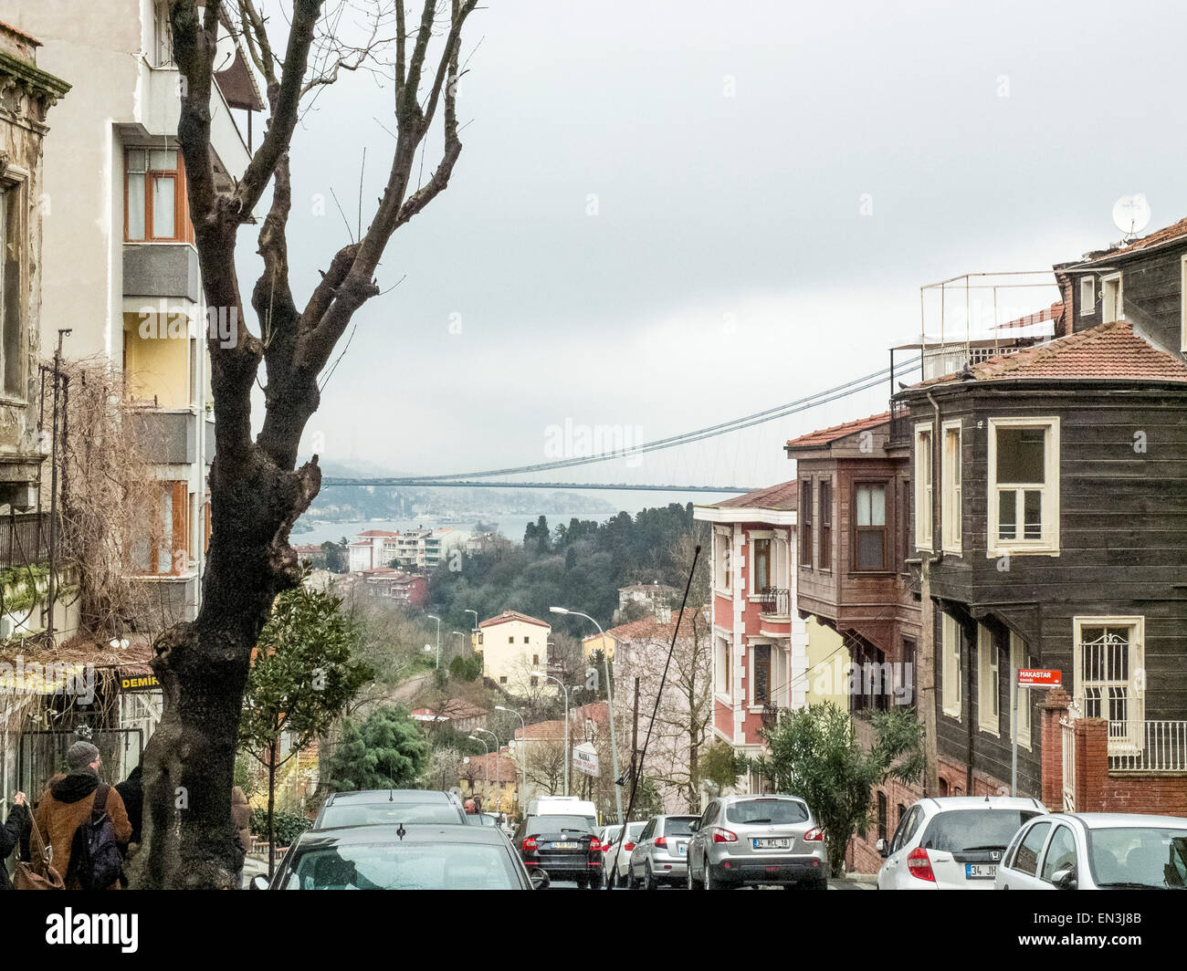 Old traditional Houses in Üsküdar, District of Istanbul with view on ...