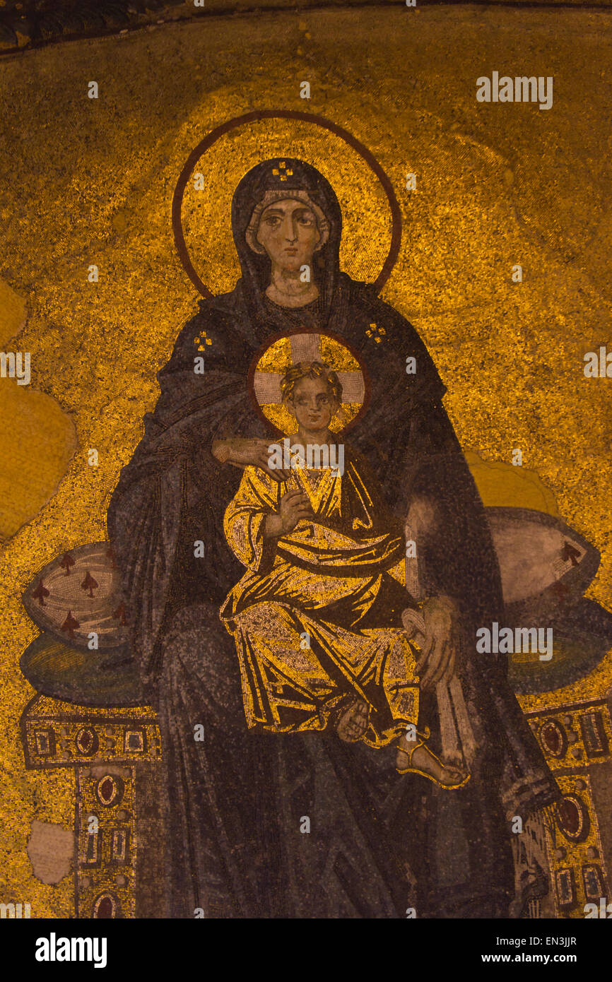 Turkey, Hagia Sophia Mosque, Close up of mosaic depicting Virgin Mary ... Turkey, Hagia Sophia Mosque, Close up of mosaic depicting Virgin Mary ...