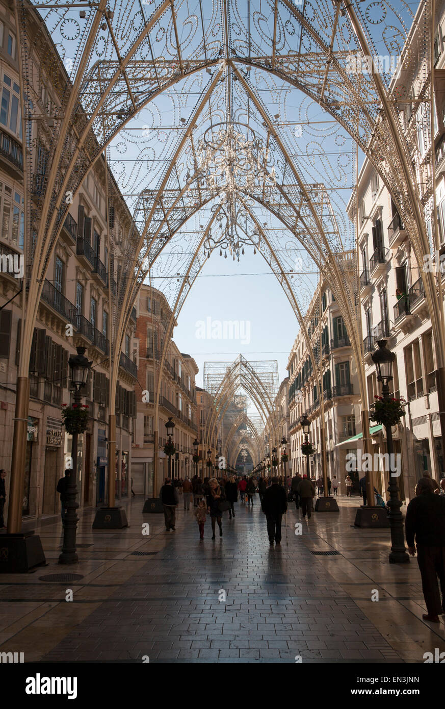 City centre street with Christmas decorations, Calle Molino Lario ...