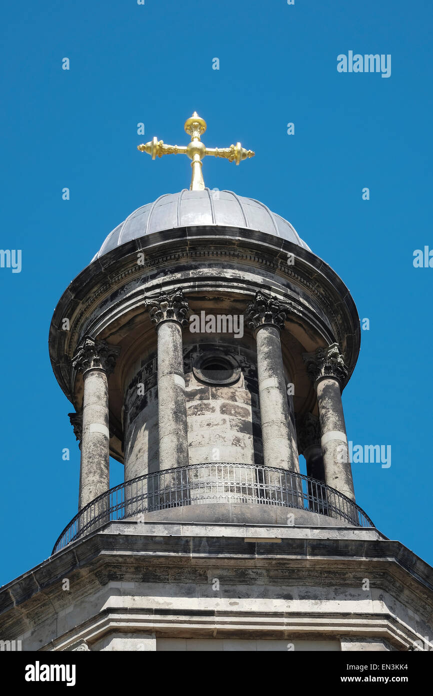 Shrewsbury, Shropshire: A gold cross stands at the top of St Chad's ...