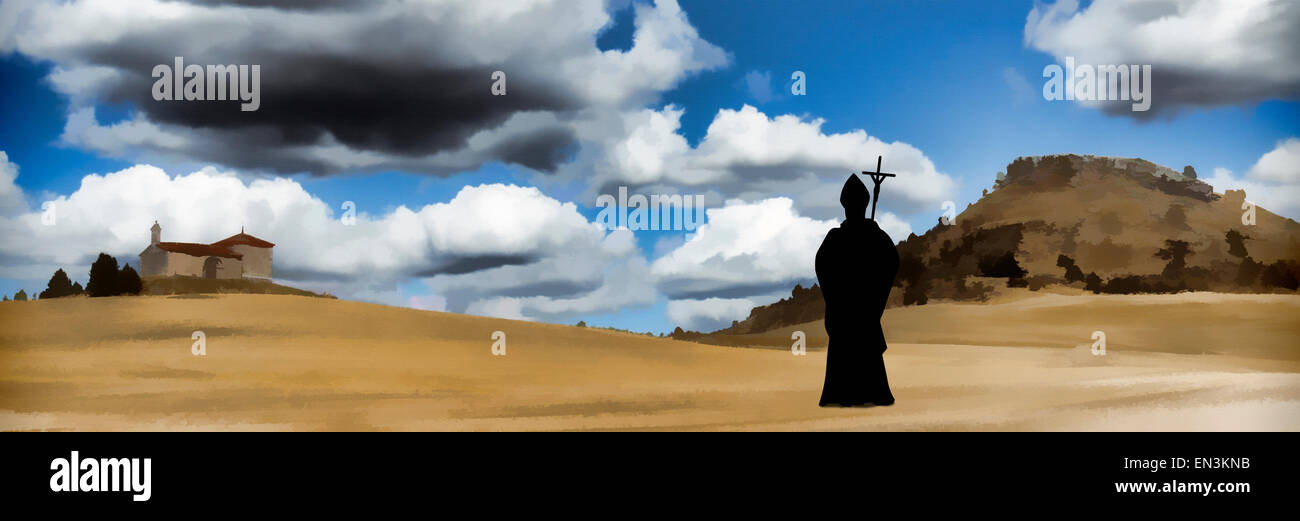 Panoramic view of the Pope walk Catholic church path Stock Photo - Alamy