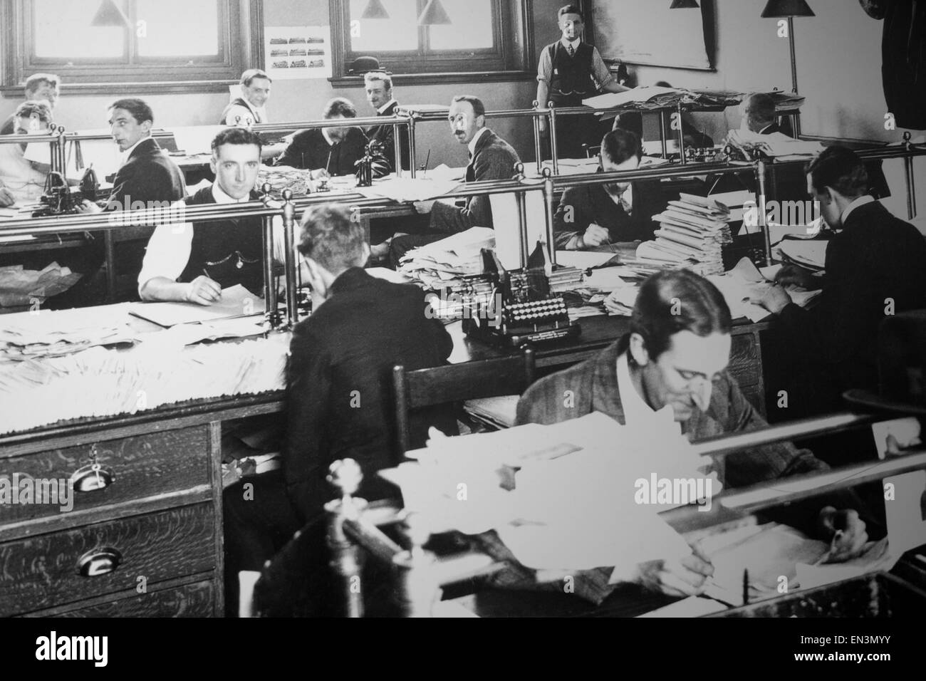 Old photo of male office clerks in Great Western Railway 'Steam' museum ...
