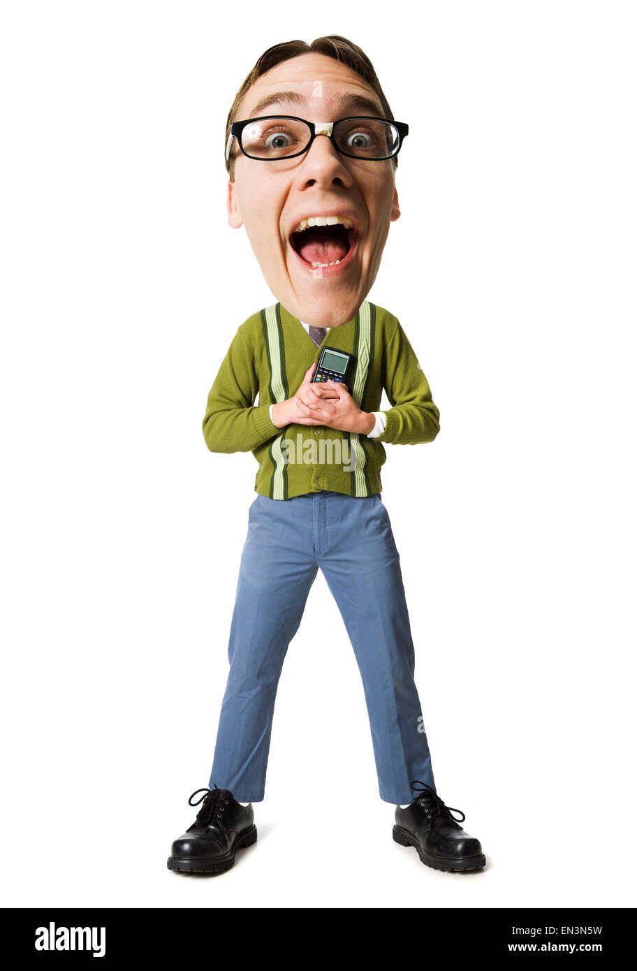 Man funny glasses smiles camera hi-res stock photography and images - Alamy