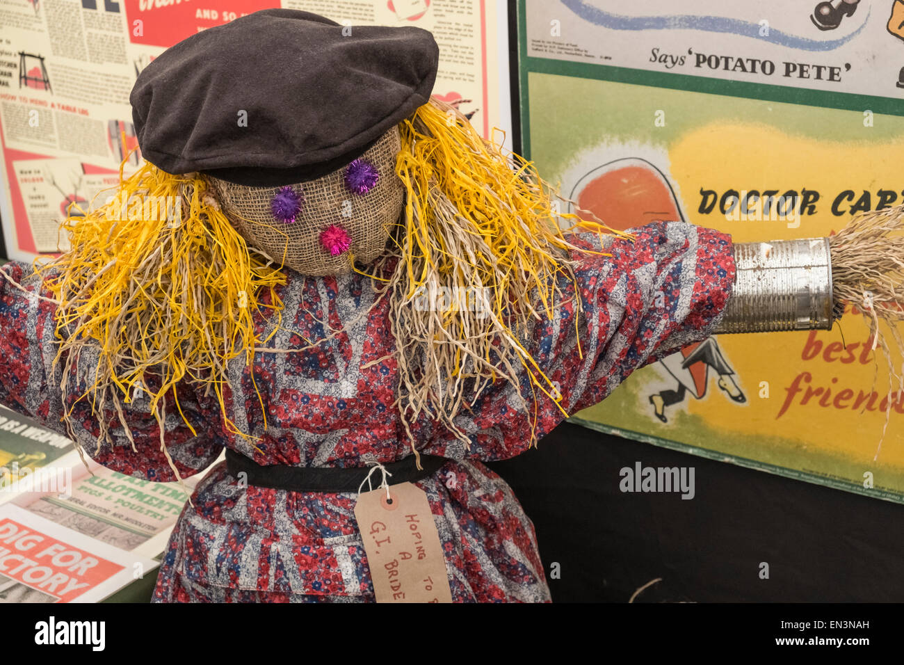 Straw doll, with WW2 theme, on display at Spring flower show Stock ...