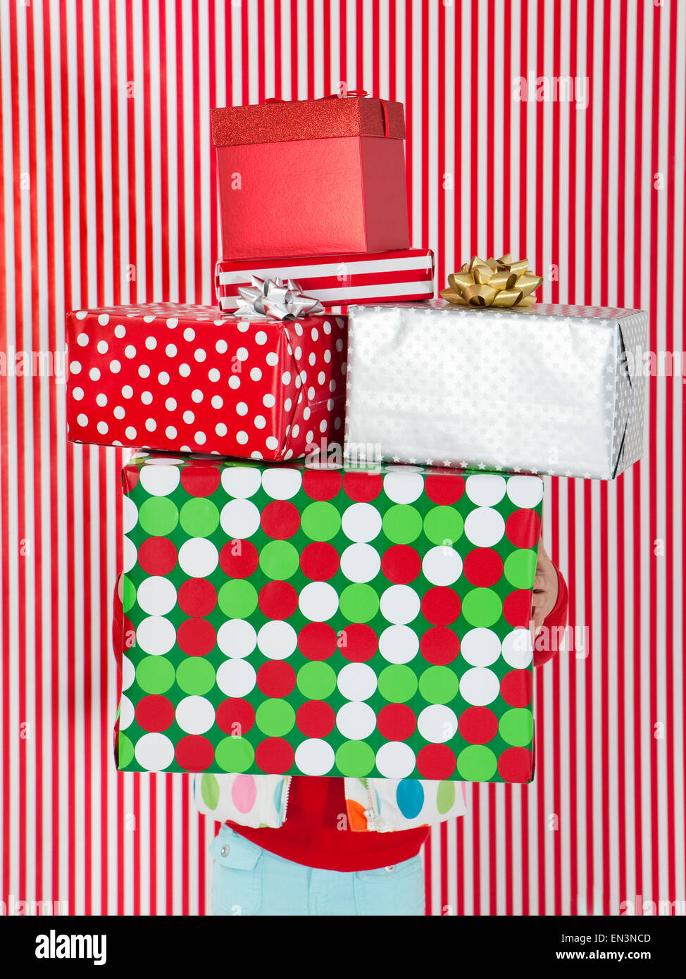 Stack of Christmas gifts Stock Photo - Alamy