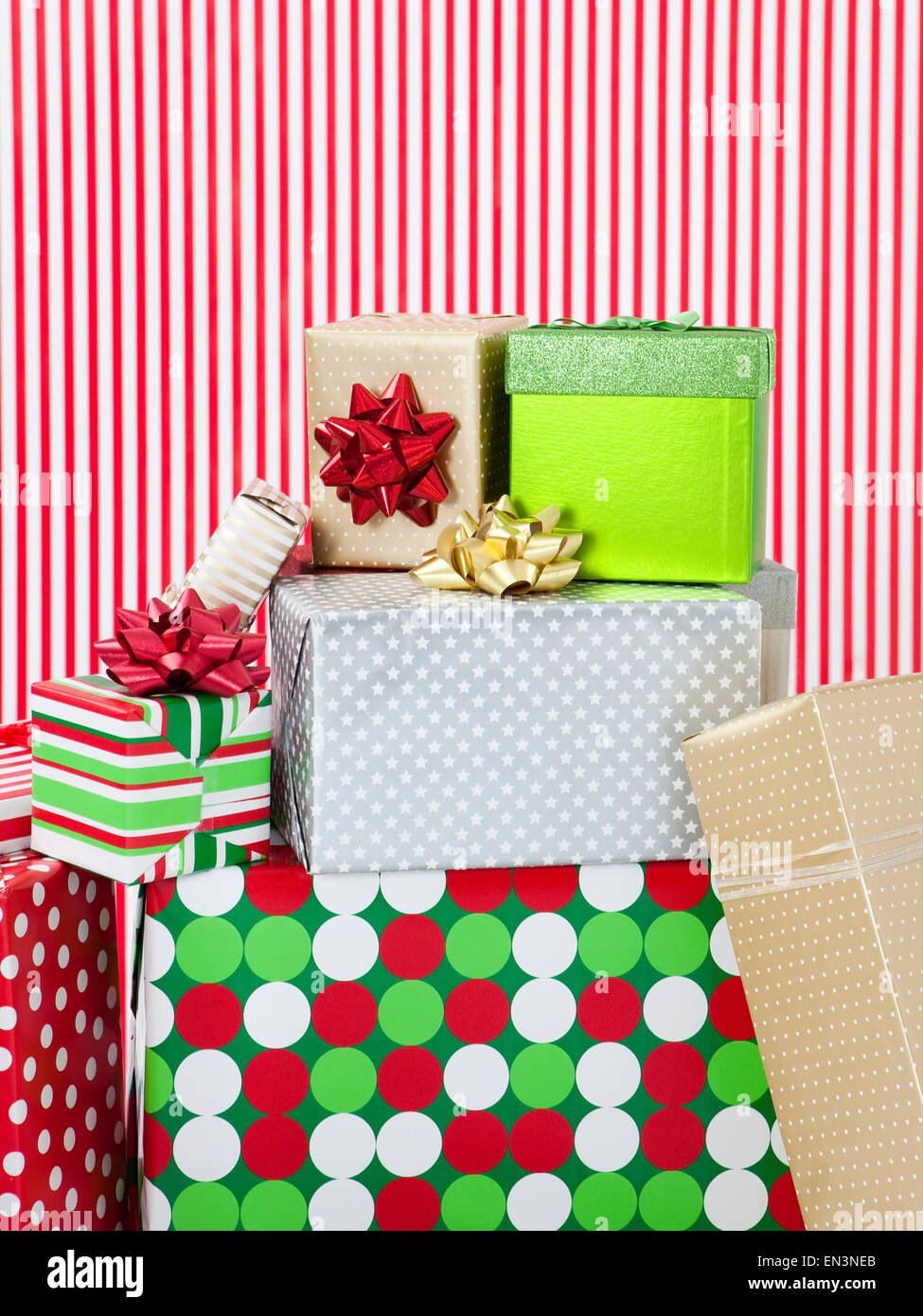 Stack of Christmas gifts Stock Photo - Alamy