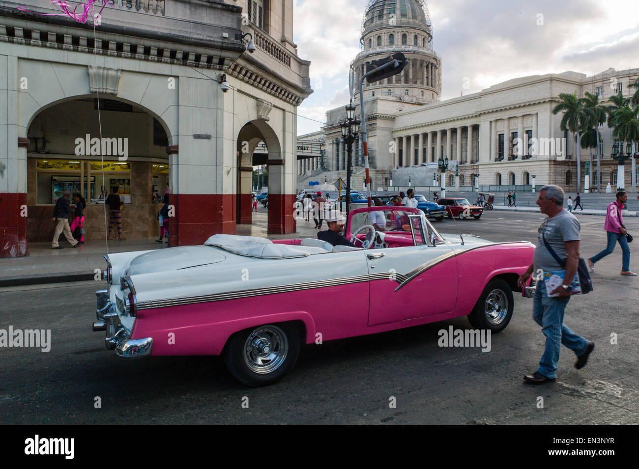 Vintage pink ford convertible on hi-res stock photography and images ...