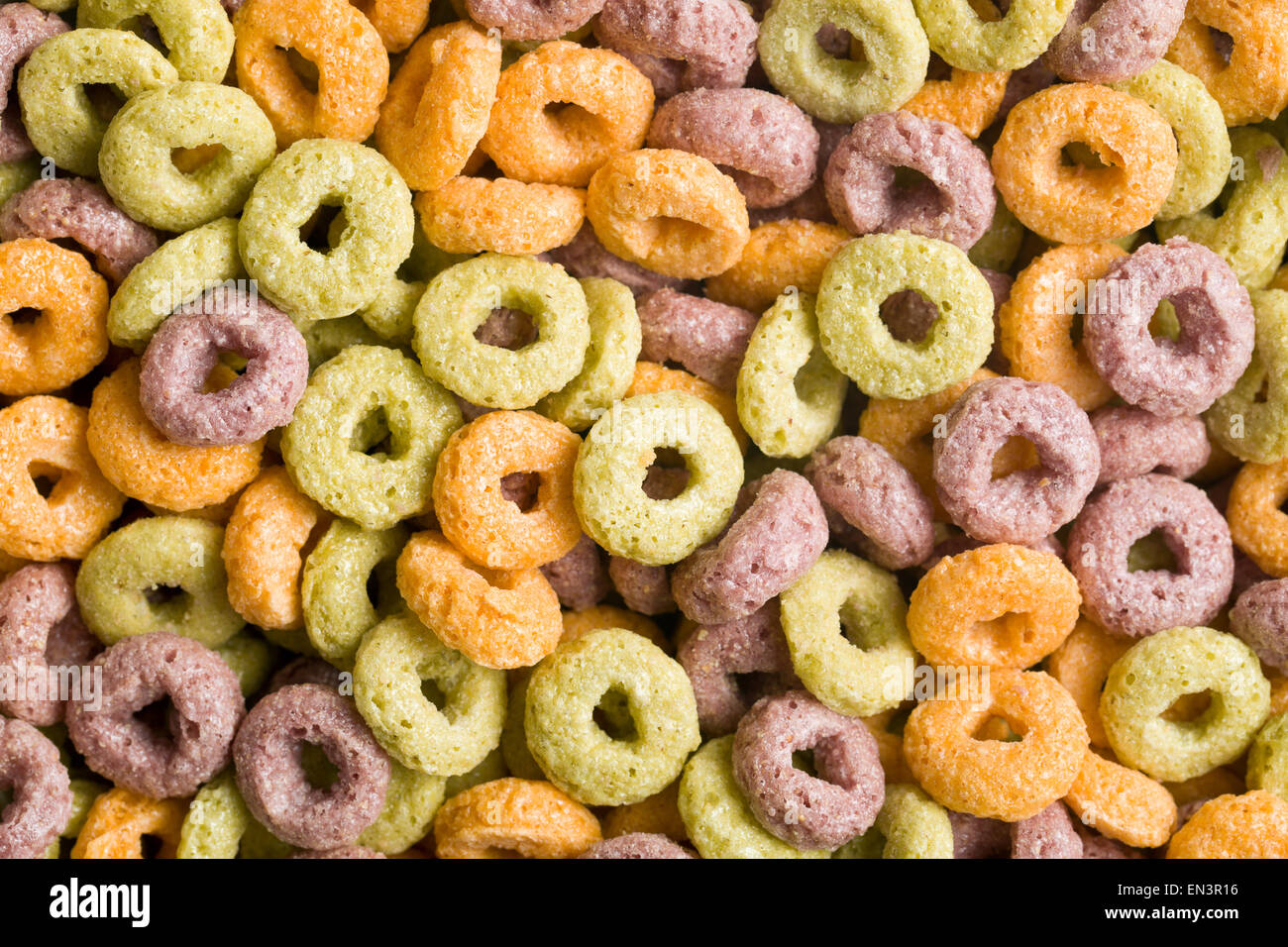 top view of colorful cereal rings Stock Photo - Alamy