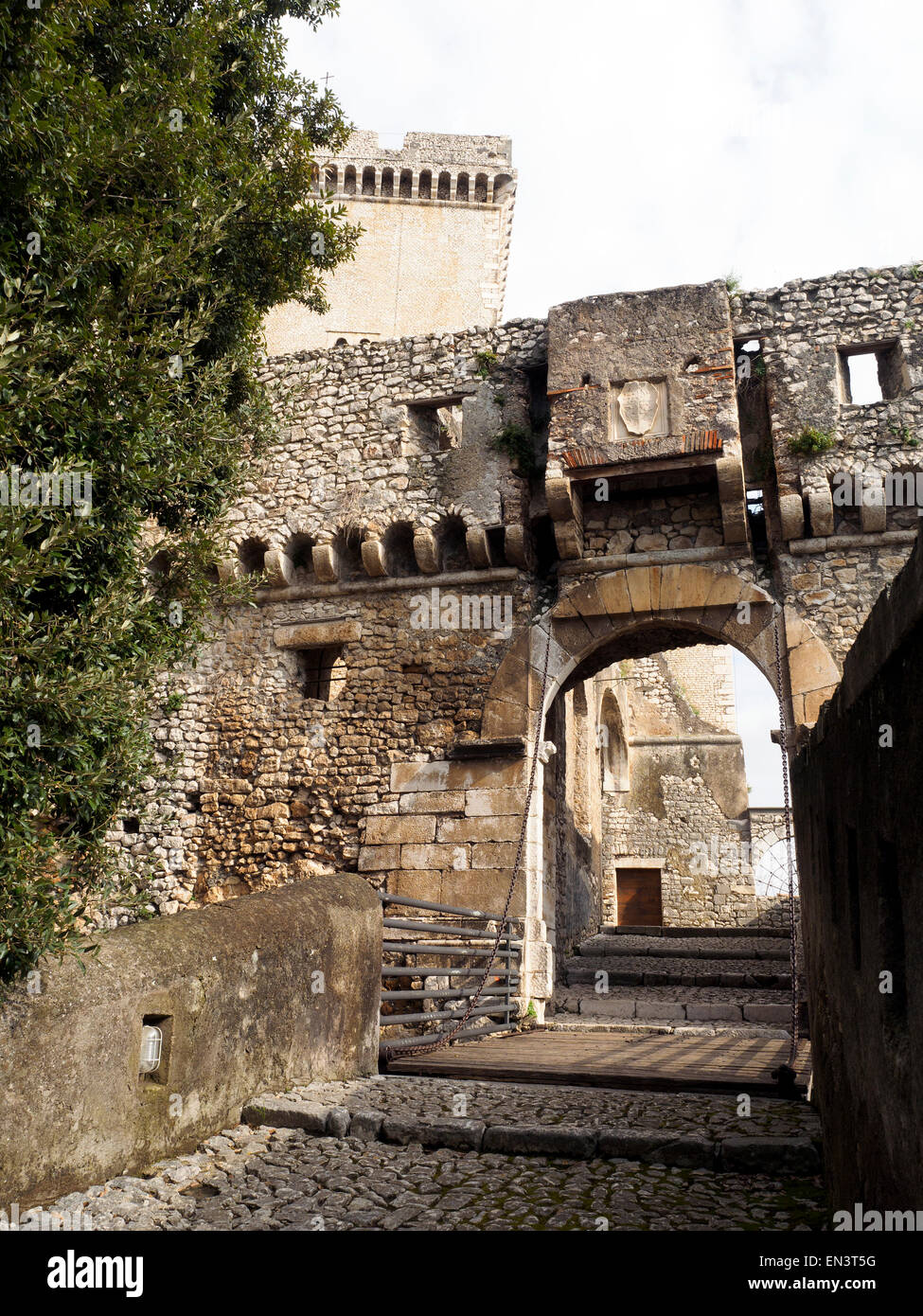 Caetani castle in the medieval town of Sermoneta - Latina, Italy Stock ...