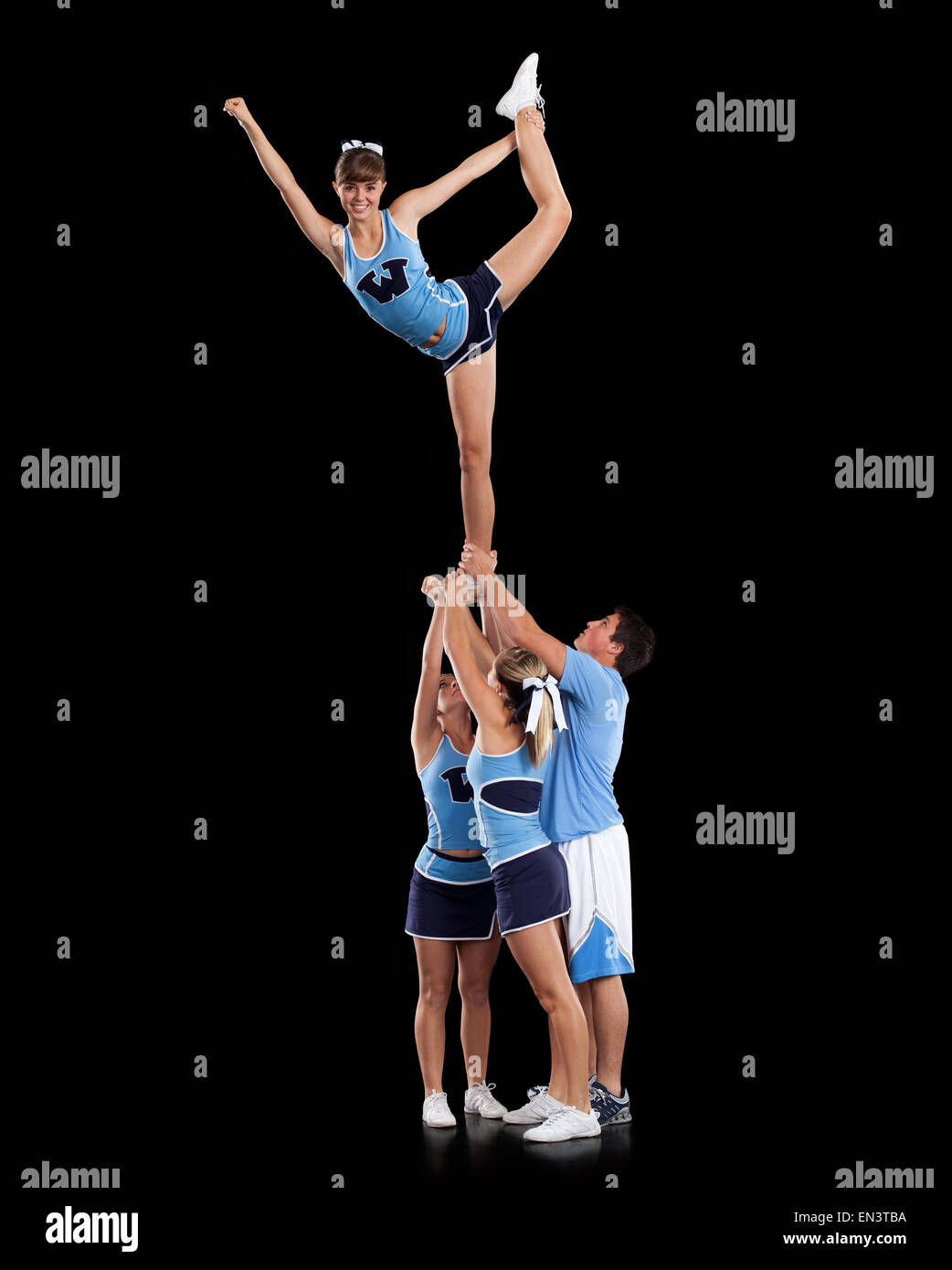 Teenage cheerleader (16-17) group and teenage sportsman (16-17 Stock ...