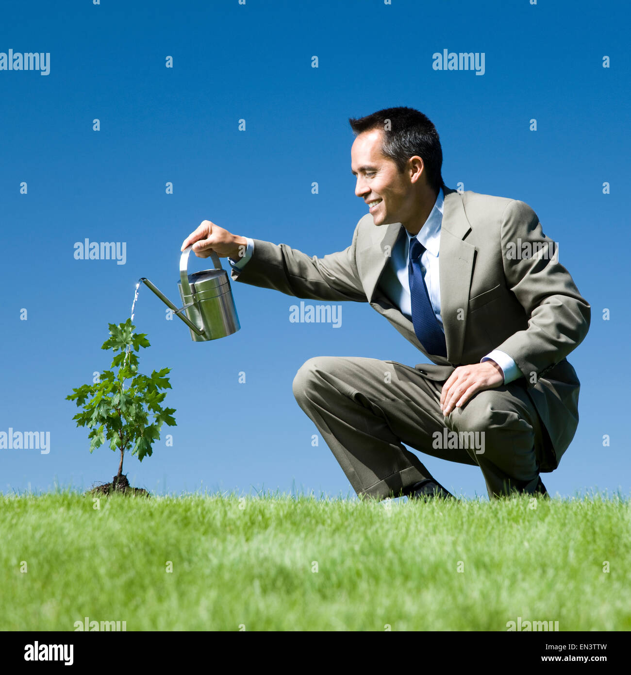 businessman with a watering can Stock Photo - Alamy