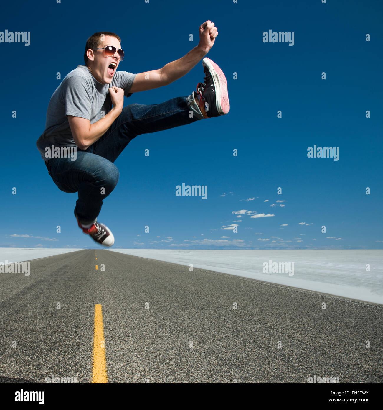 Man on open road hi-res stock photography and images - Alamy