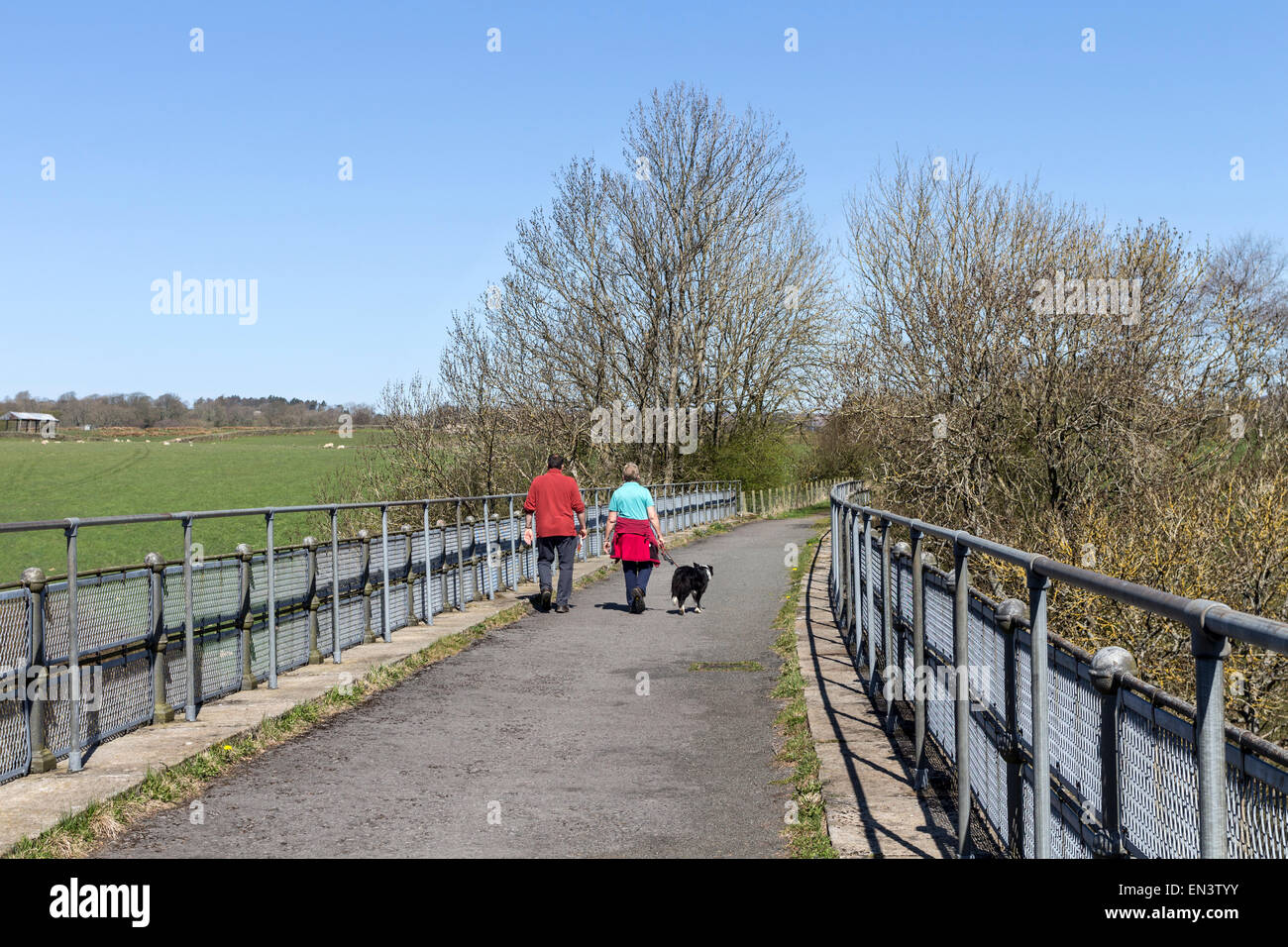 Walkers on the Tees Railway Walk Near Cotherstone Teesdale County ...