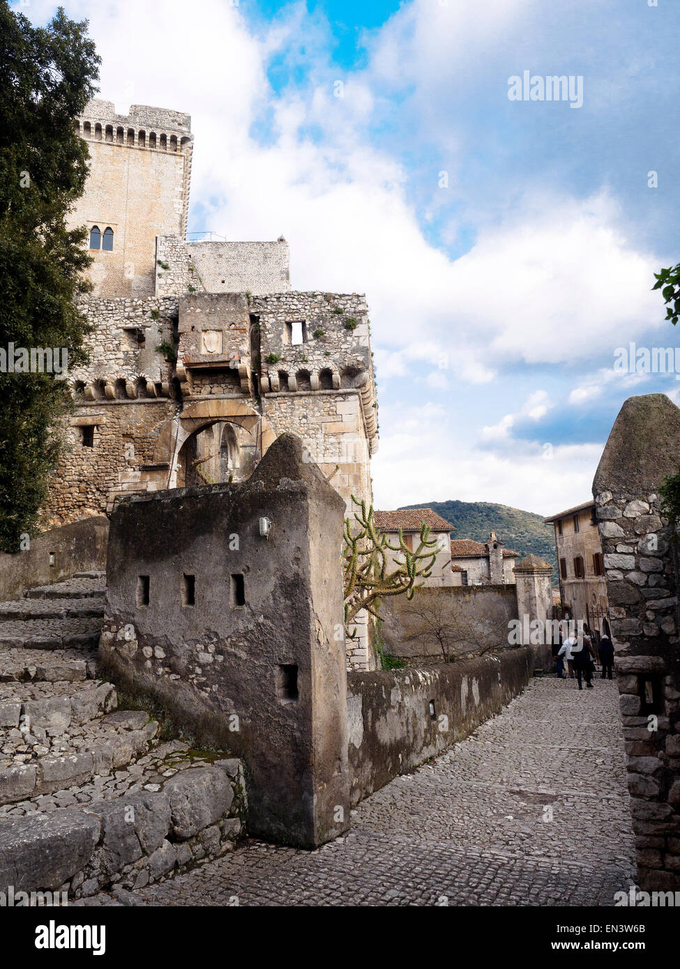 Caetani castle in the medieval town of Sermoneta - Latina, Italy Stock ...