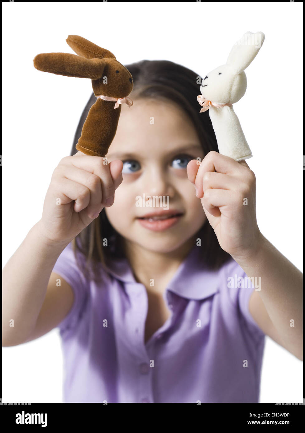 Girl with finger puppets Stock Photo - Alamy