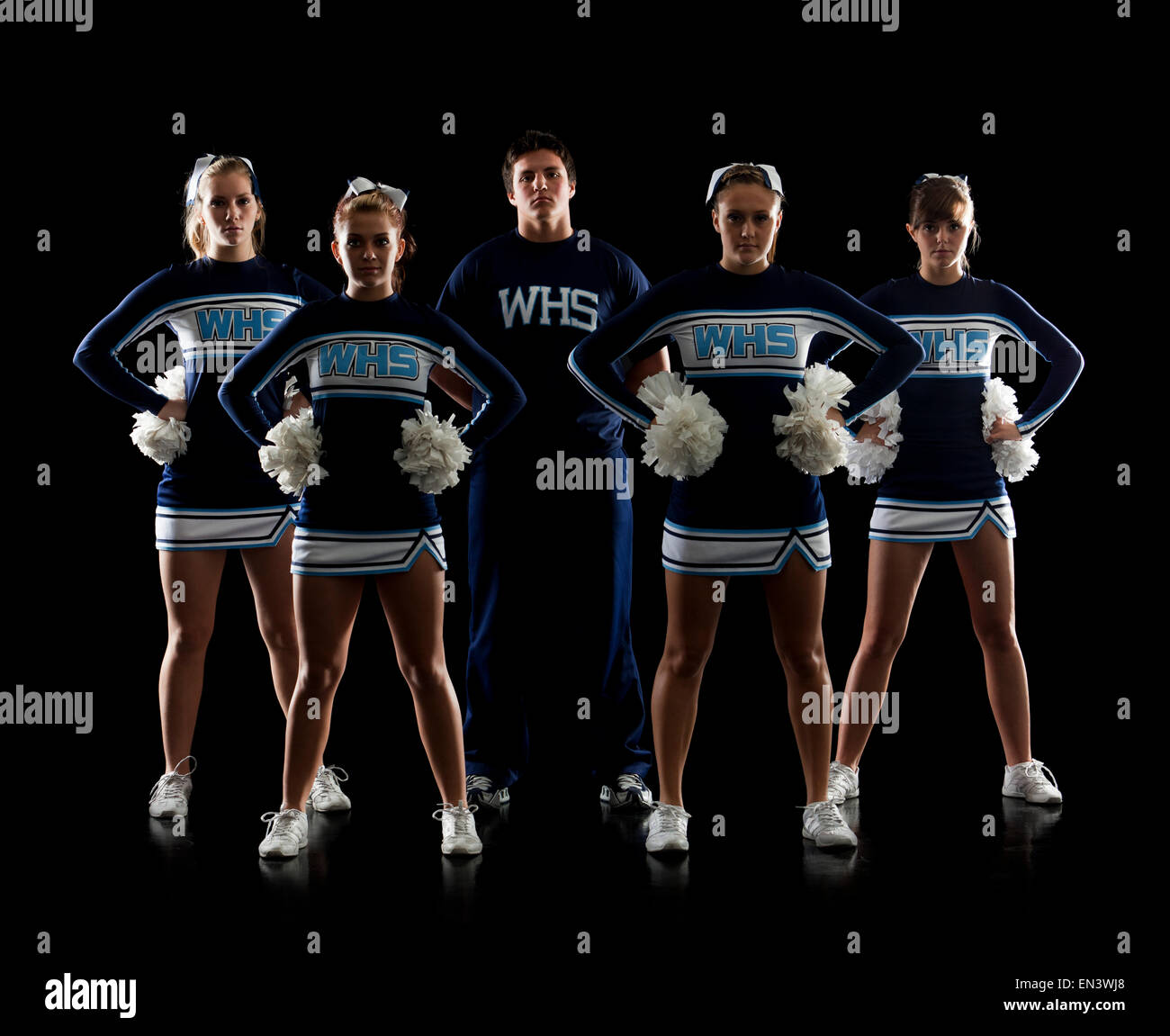 Teenage cheerleader (16-17) group and teenage sportsman (16-17 Stock ...
