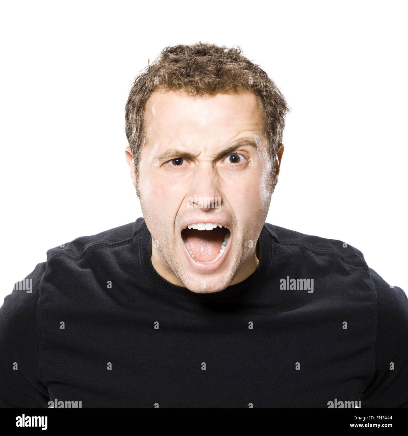 man screaming at the camera Stock Photo - Alamy