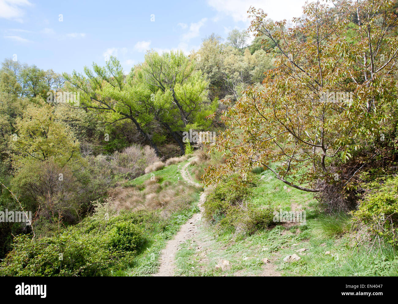 Landscape of the River Rio Poqueira gorge valley, High Alpujarras ...