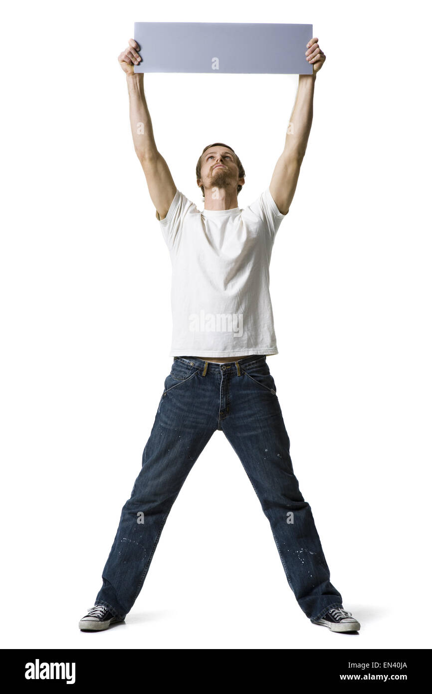 Man holding blank sign Stock Photo - Alamy
