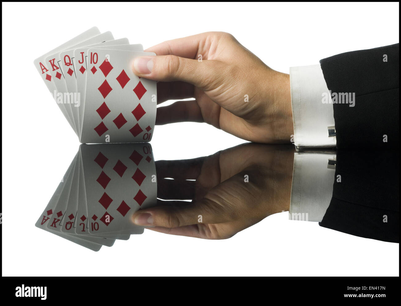 hand holding playing cards Stock Photo - Alamy