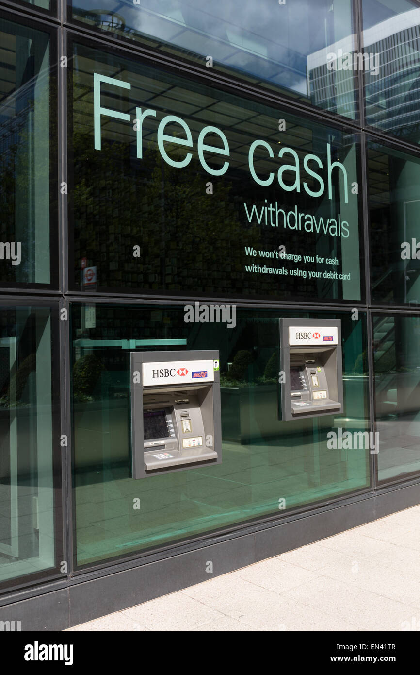 HSBC ATM machine in Canary Wharf London UK Stock Photo - Alamy
