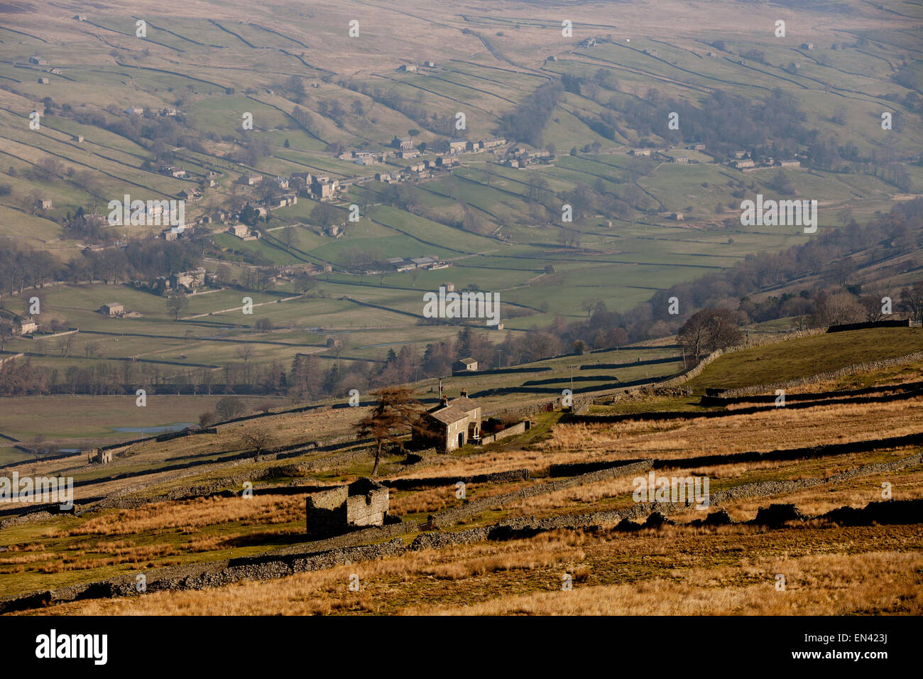 English countryside - Yorkshire landscape; A view across Swaledale ...