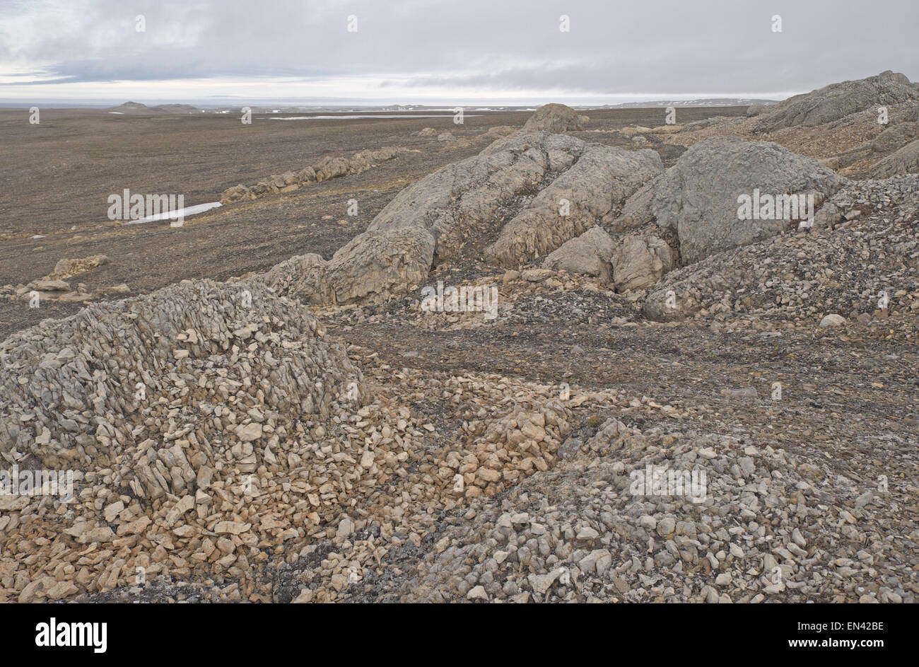 Shattered marble landscape above Kinnvika, Murchinsonfjorden ...