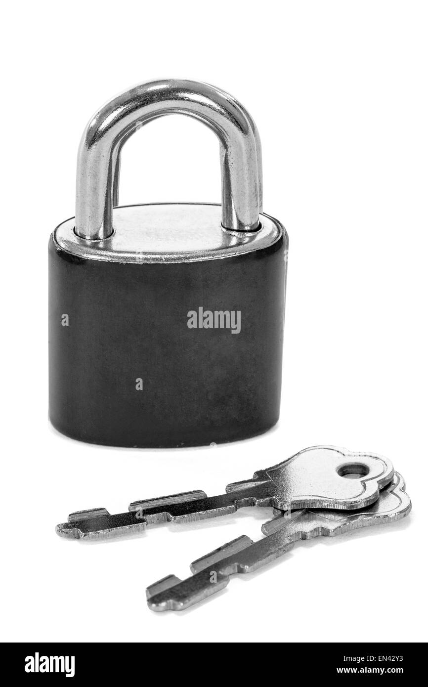 Close up lock and keys on white background Stock Photo - Alamy