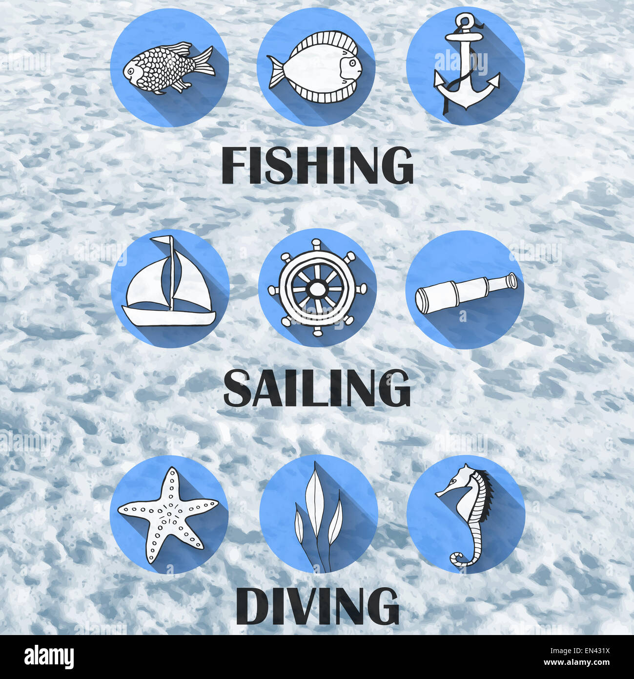 set of icons for water recreation Stock Photo - Alamy