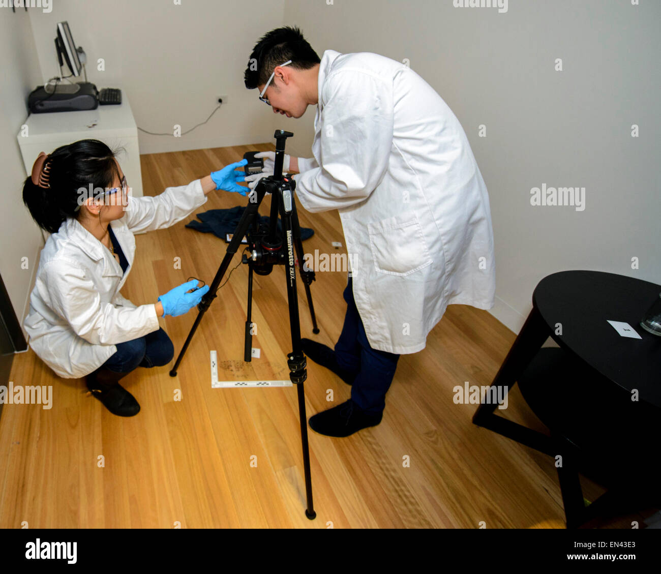 Sydney, Australia. 27th April, 2015. Forensic Science students carry ...