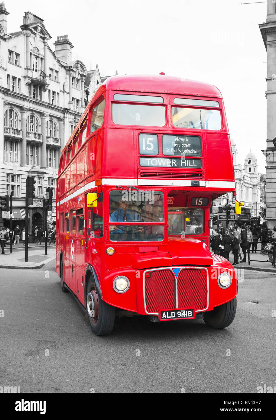 LONDON - APRIL 5: Iconic red double decker bus on April 5, 2015 in ...